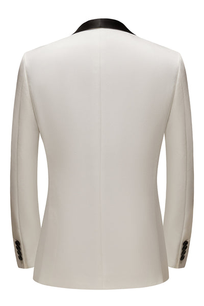 Zapaka Hommes Blanc Châle Revers 3 Pièces Hommes Costumes Un Bouton ...