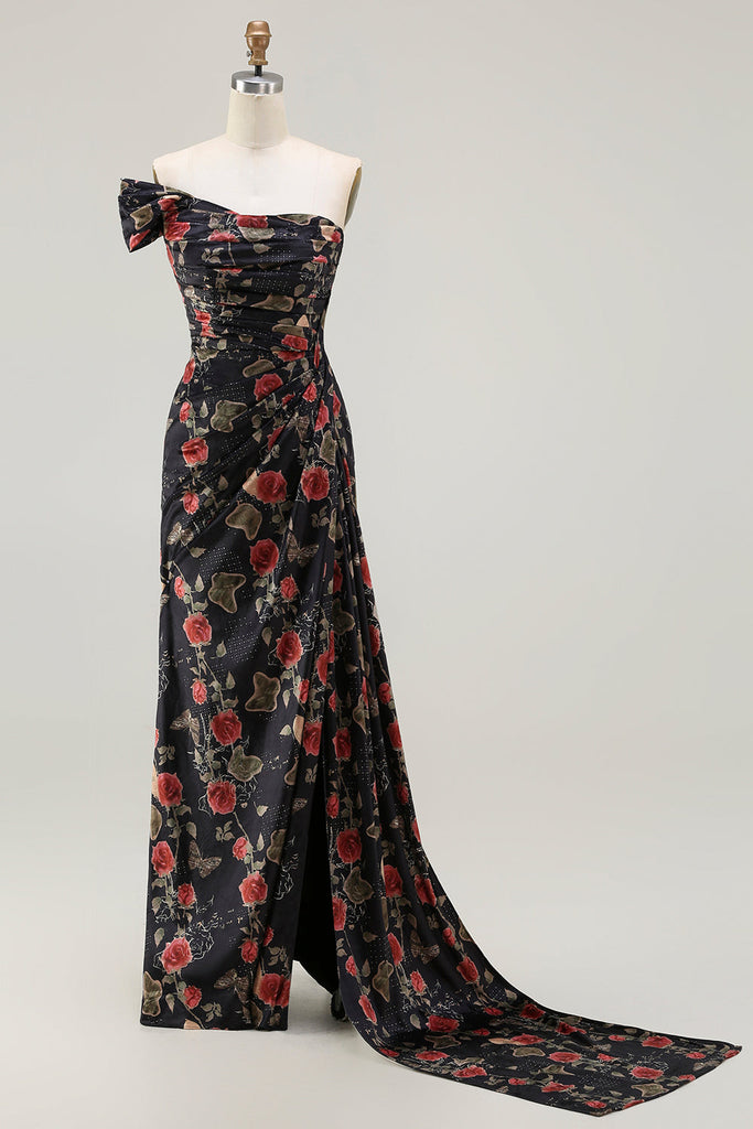 Robe de bal longue fleur à fard Zapaka Women avec une épaule à motif ...