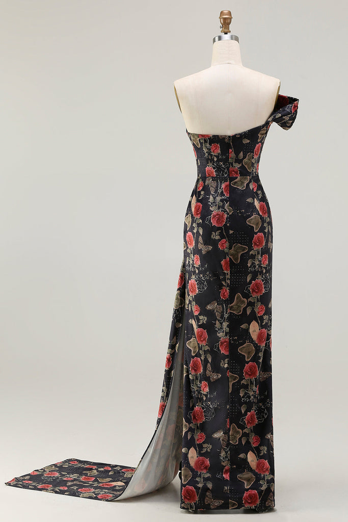 Robe de bal longue fleur à fard Zapaka Women avec une épaule à motif ...