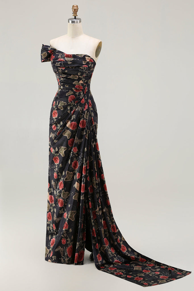 Robe de bal longue fleur à fard Zapaka Women avec une épaule à motif ...