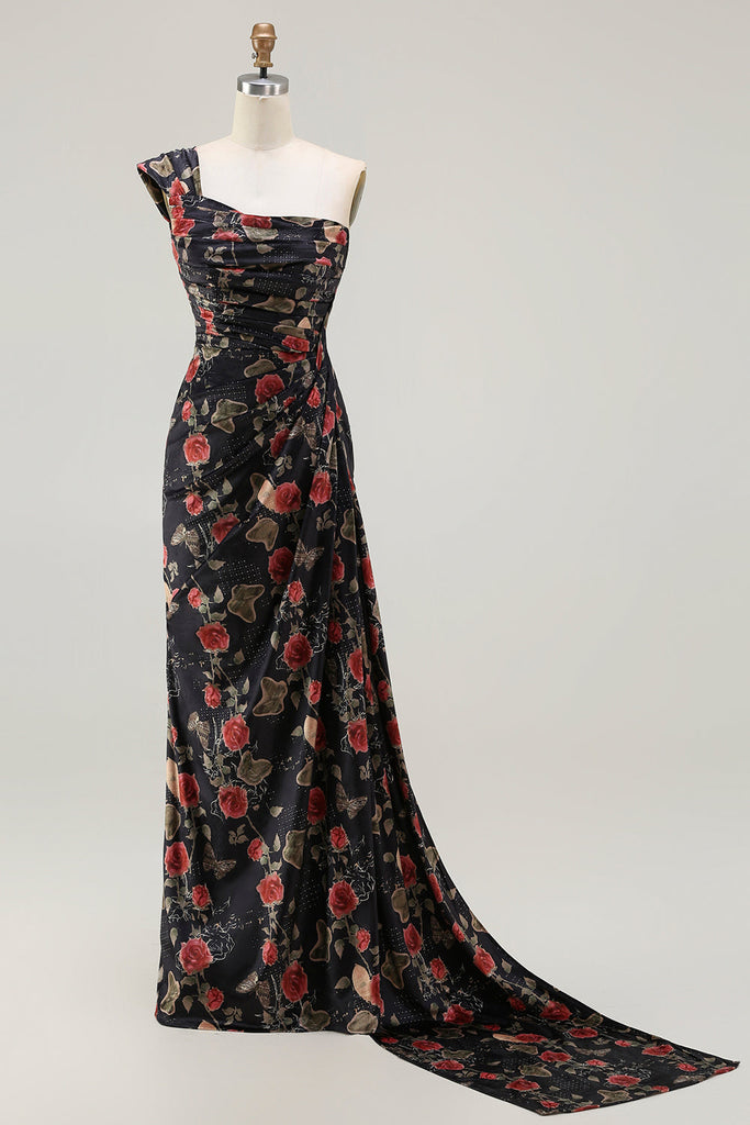 Robe de bal longue fleur à fard Zapaka Women avec une épaule à motif ...