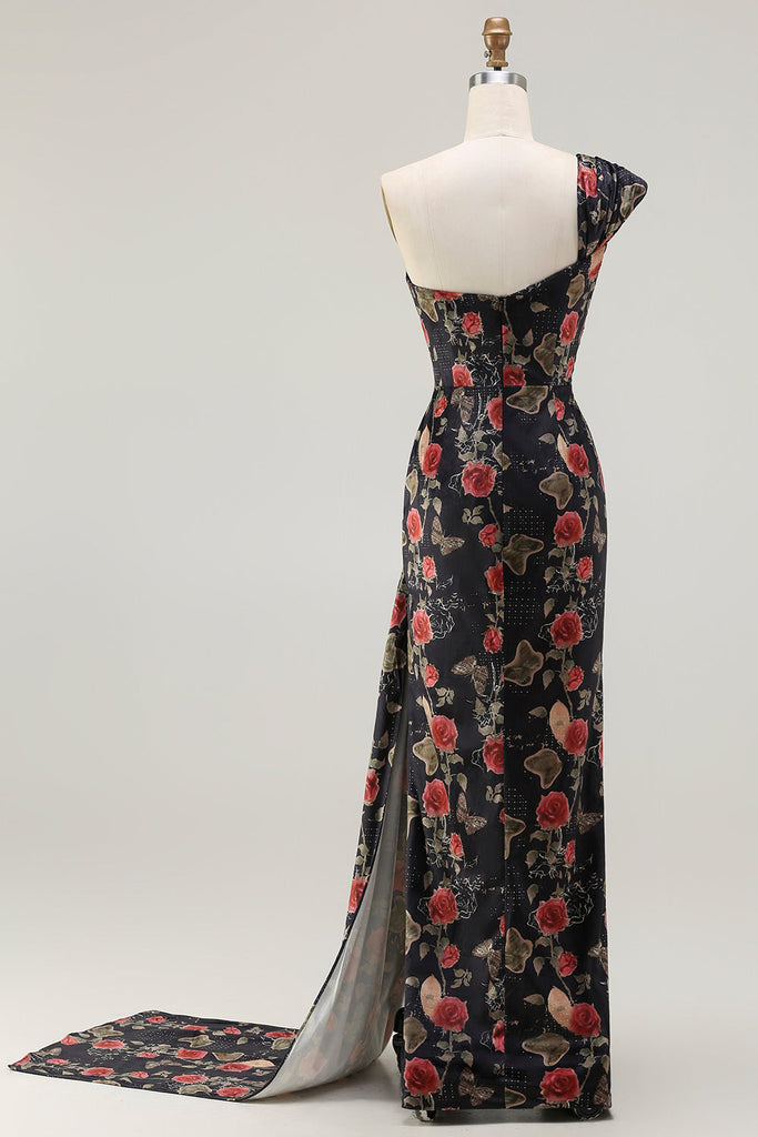 Robe de bal longue fleur à fard Zapaka Women avec une épaule à motif ...