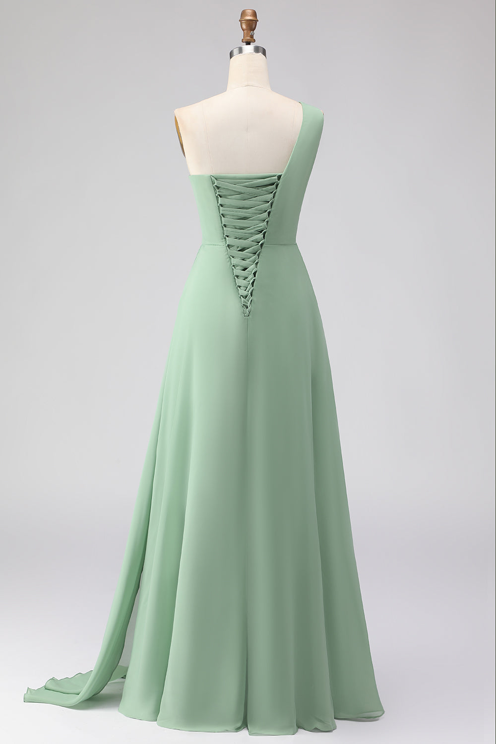 Robe longue de demoiselle d’honneur ZAPAKA Femme Vert Sauge avec une ...