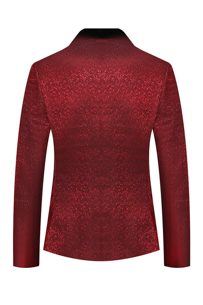 Zapaka Bourgogne Jacquard Châle Revers 2 pièces Costumes de bal pour ...