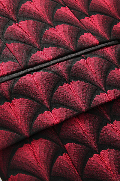 Zapaka Bourgogne Jacquard Revers Cranté 2 Pièces Costumes Homme – ZAPAKA FR