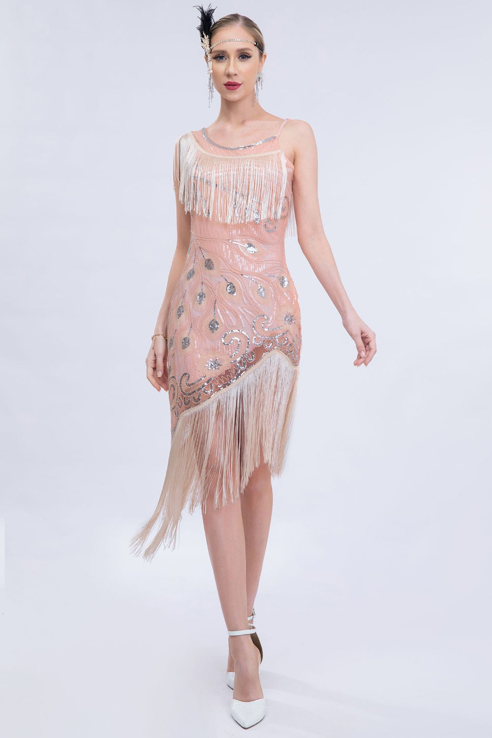 ZAPAKA femmes Gatsby robe asymétrique noir paillettes des années 20 ...