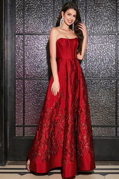 ZAPAKA Femmes Robe de bal rouge foncé Élégante princesse A-ligne ...
